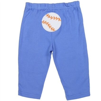 Buster Brown Bear Wearing Baseball Cap On White Onesie And Blue Pants